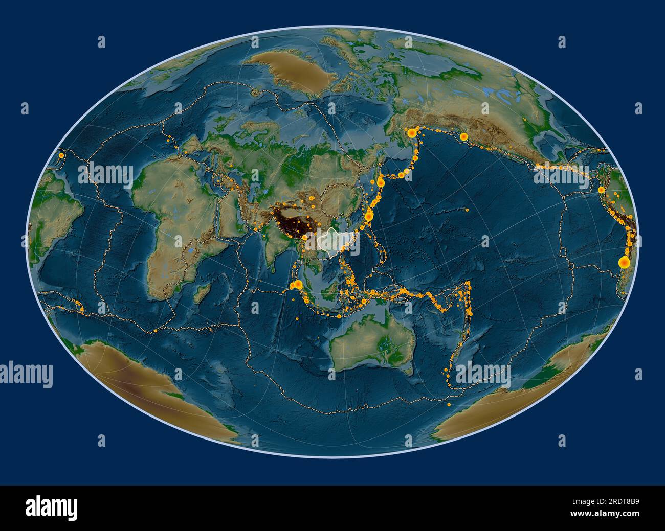 Yangtze Tectonic Plate On The Physical Elevation Map In The Fahey Oblique Projection Centered