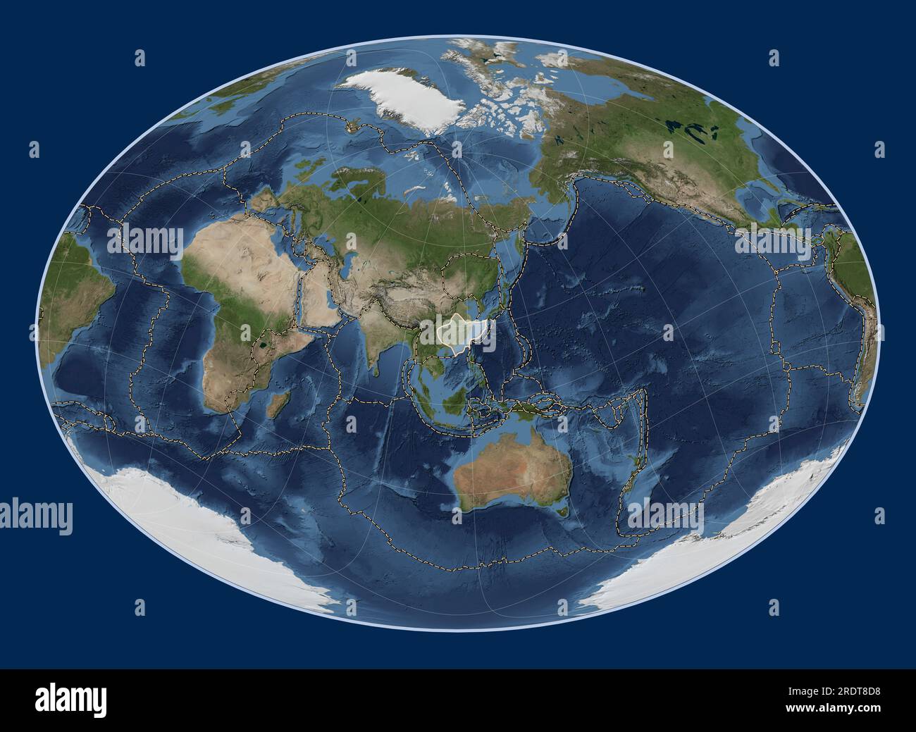 Yangtze tectonic plate on the Blue Marble satellite map in the Fahey ...
