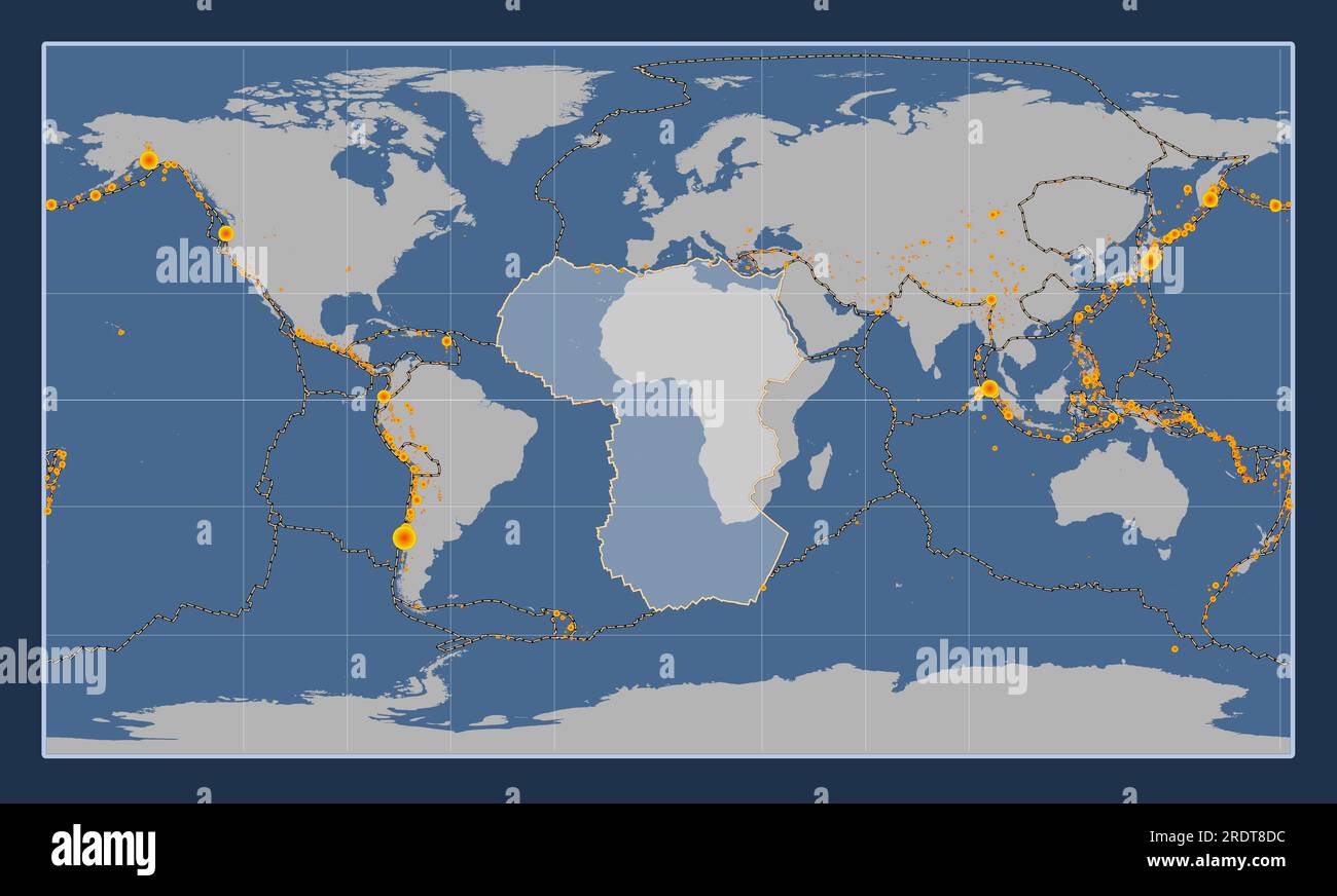 African tectonic plate on the solid contour map in the Patterson ...