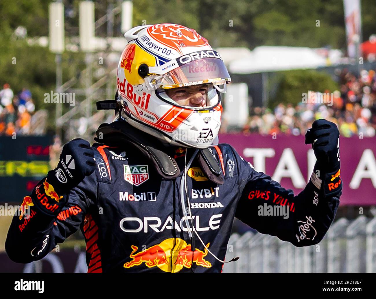 BUDAPEST - Max Verstappen (Red Bull Racing) cheers after winning the ...