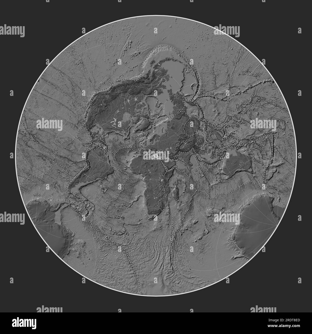 Aegean Sea Tectonic Plate On The Bilevel Elevation Map In The Lagrange Oblique Projection