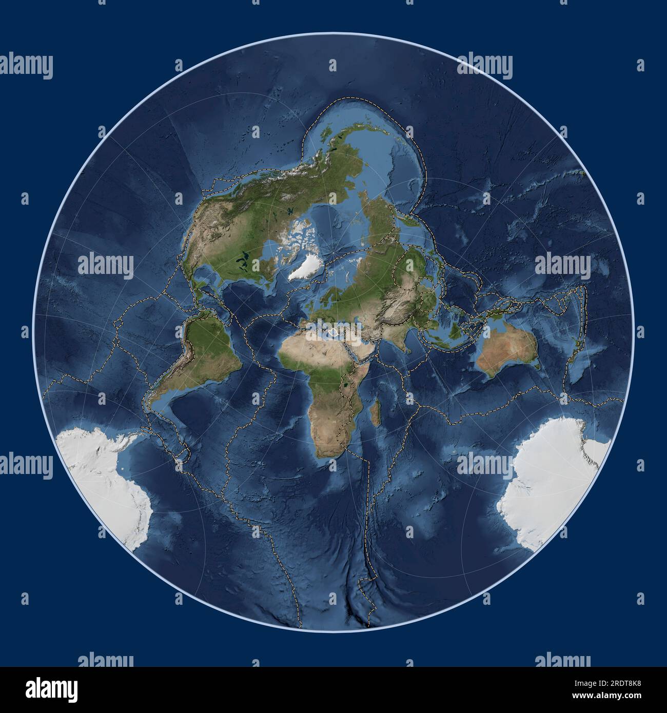 Aegean Sea Tectonic Plate On The Blue Marble Satellite Map In The Lagrange Oblique Projection