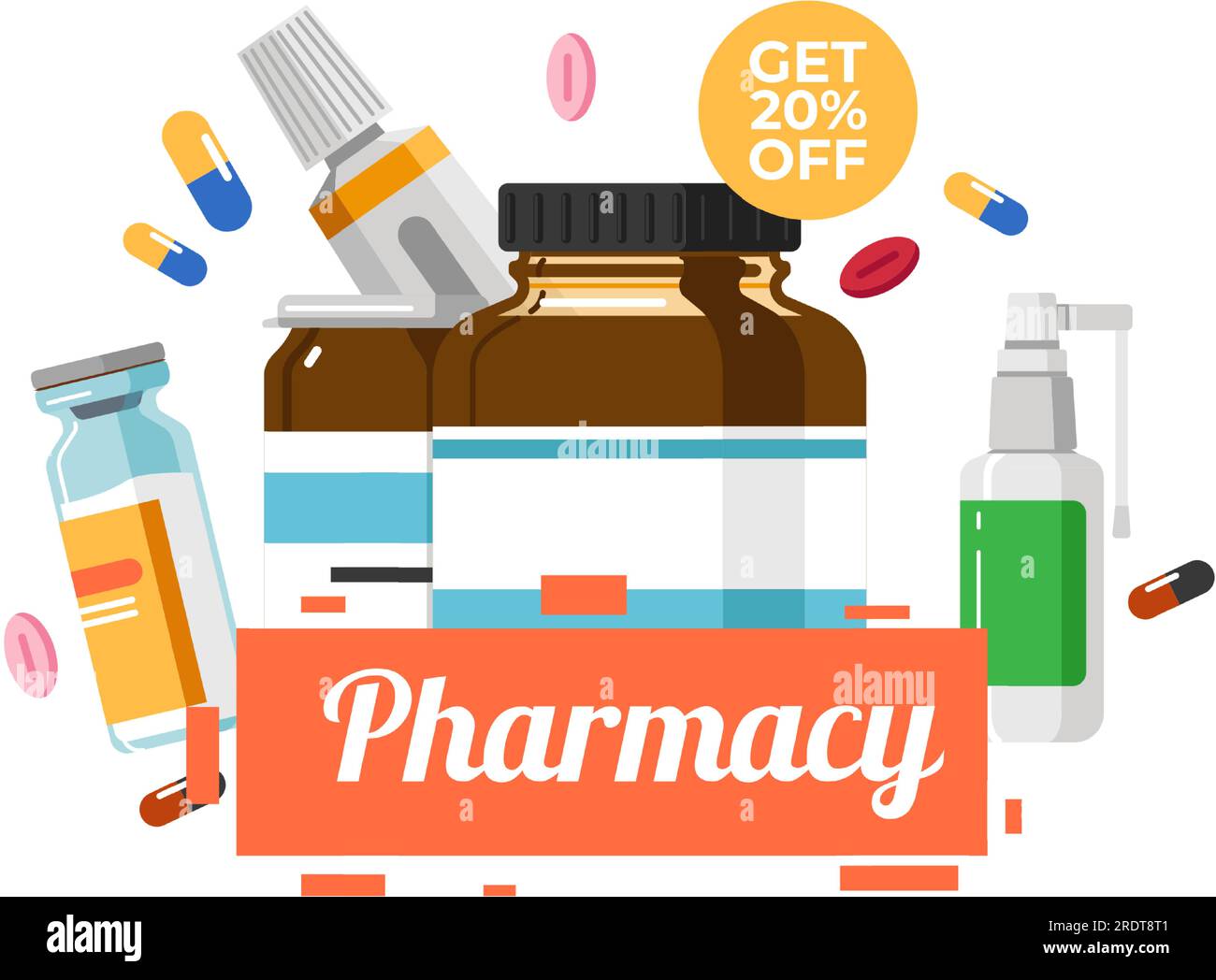 Pharmacy store with medication for health care, 20 percent off cost on ...