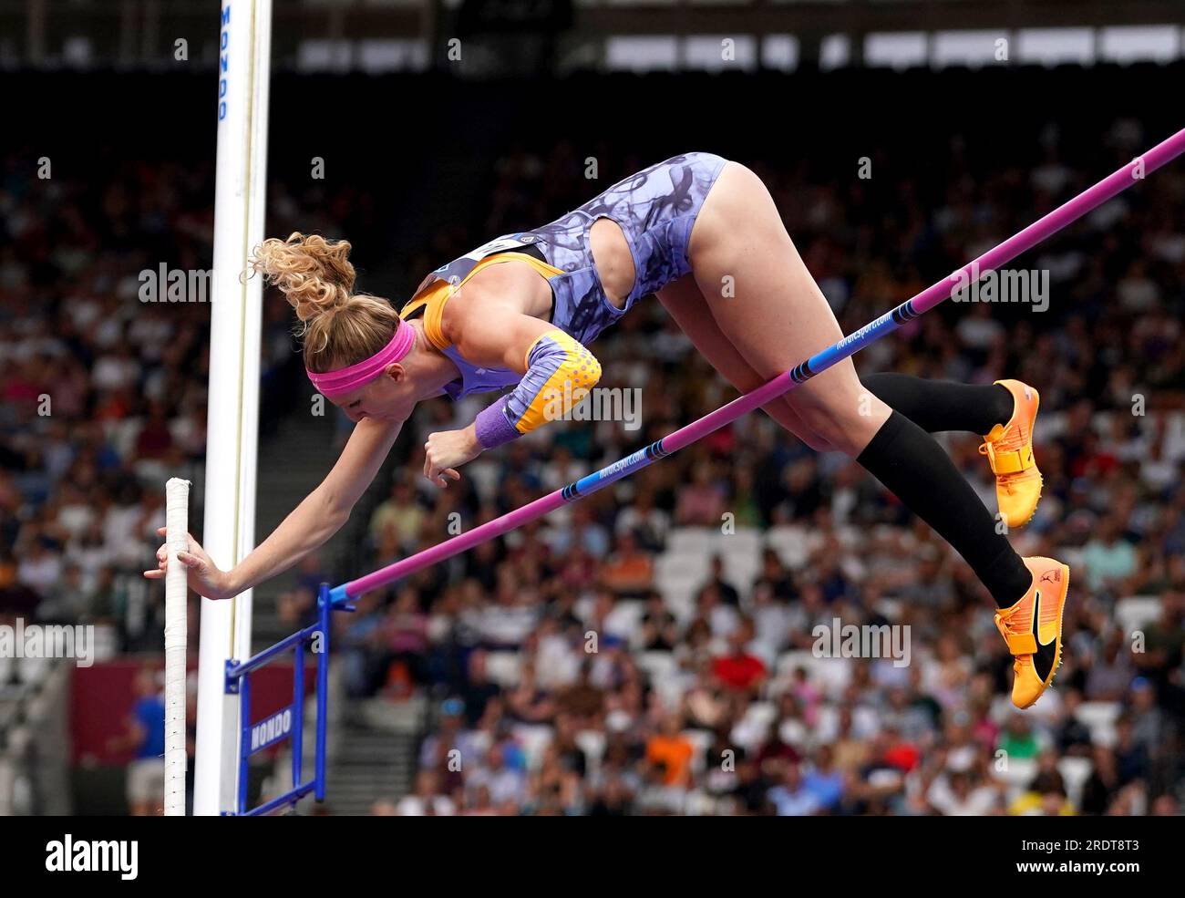 Sandi Morris in action as she competes in the Women's Pole Vault Final ...