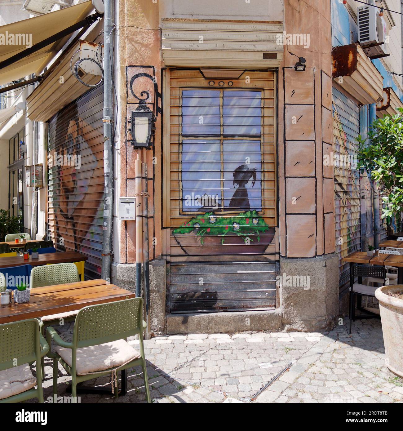 Street art in the neighbourhood of Kapana in the city of Plovdiv ...