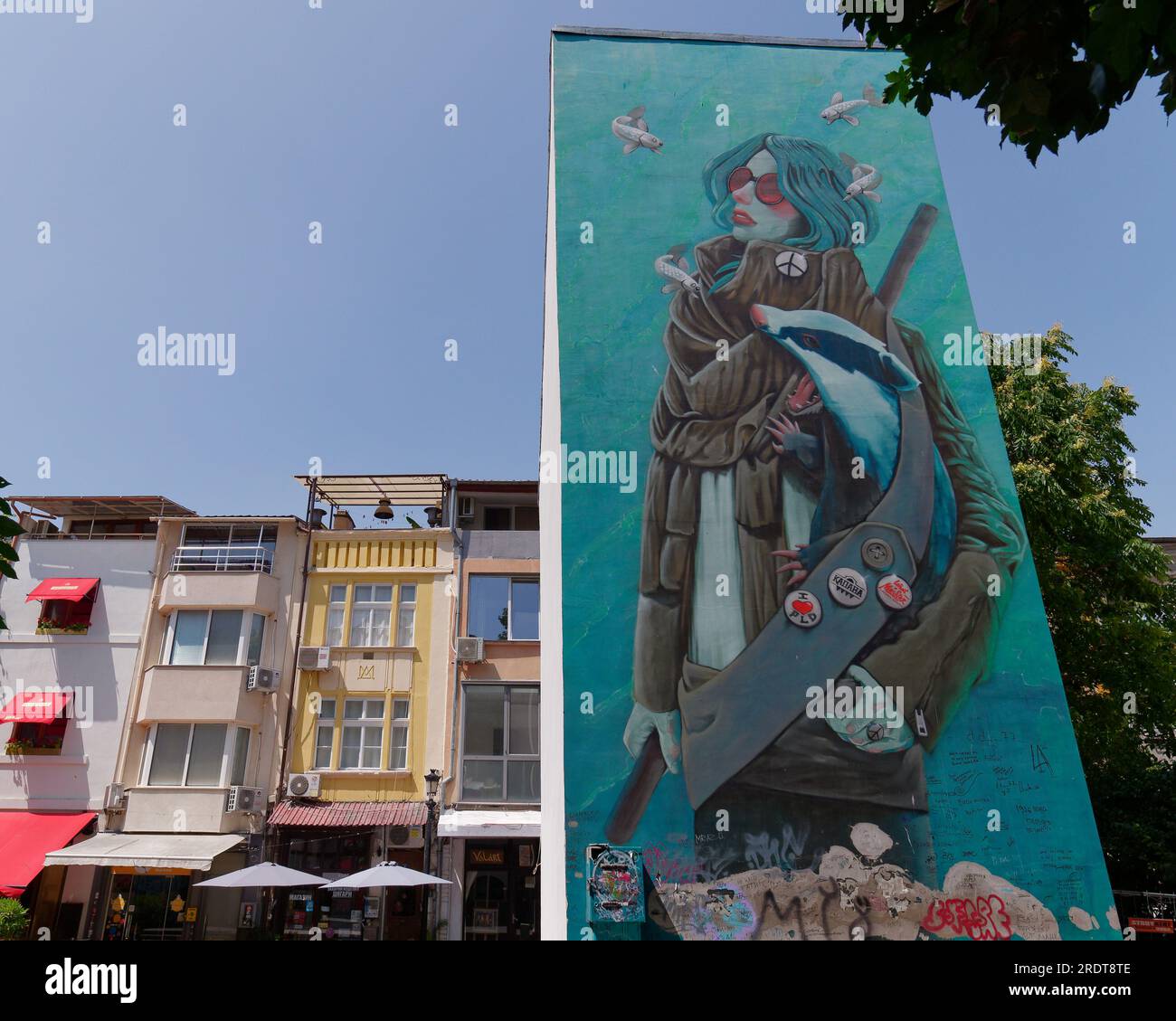 Street art in the neighbourhood of Kapana in the city of Plovdiv ...
