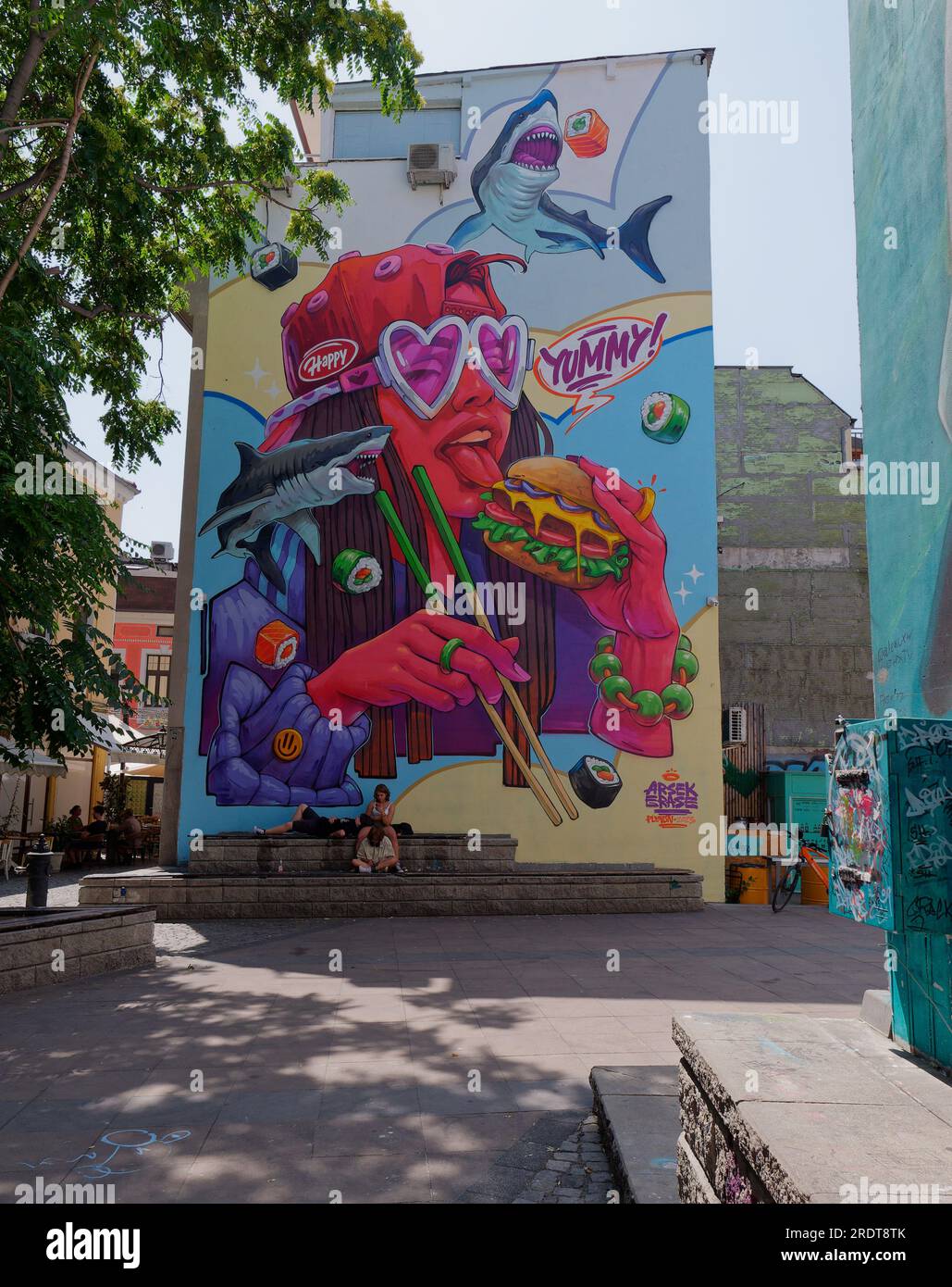 Street art in the neighbourhood of Kapana in the city of Plovdiv ...