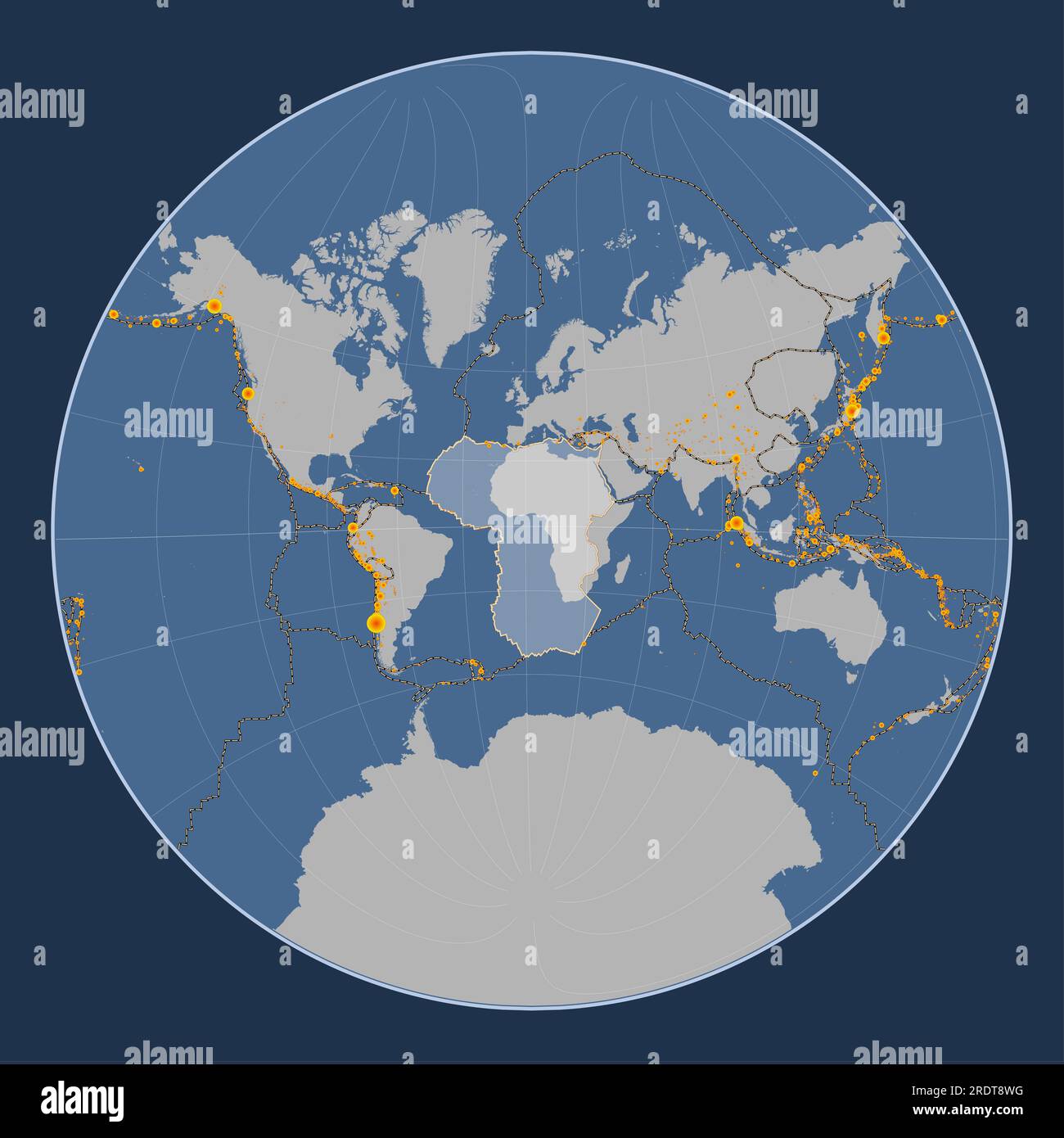 African tectonic plate on the solid contour map in the Lagrange Oblique ...