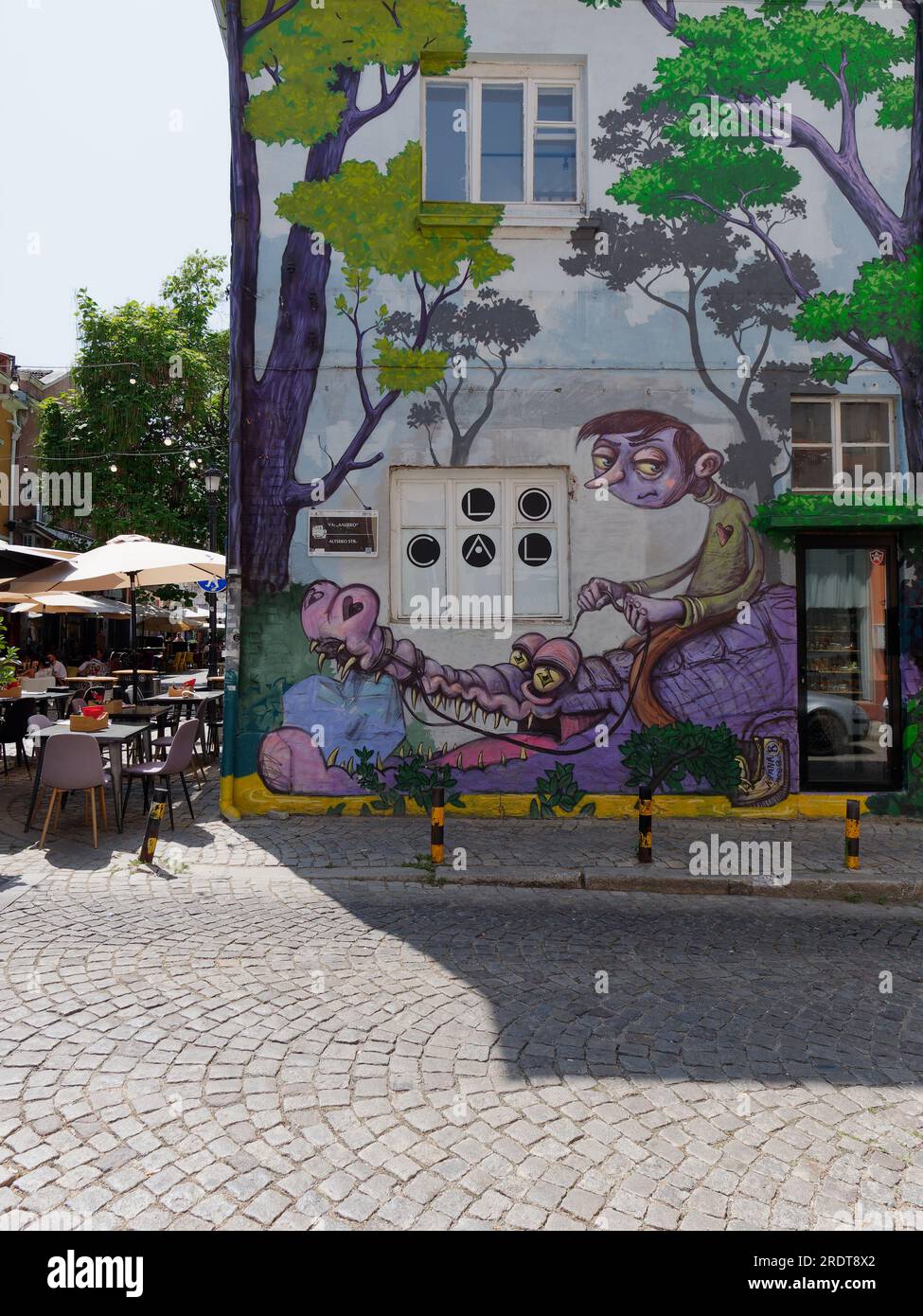 Street art in the neighbourhood of Kapana in the city of Plovdiv ...