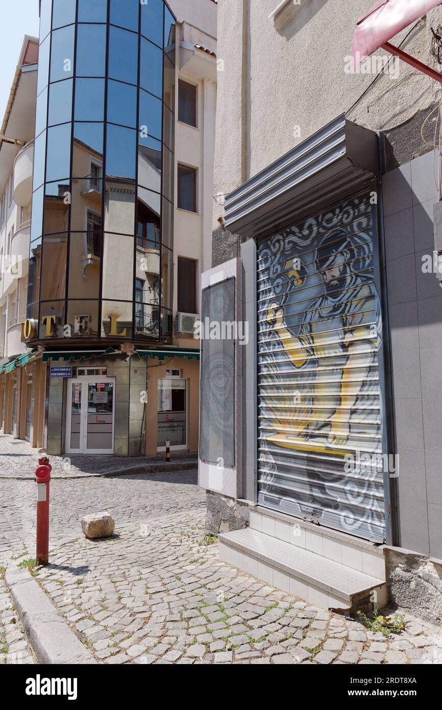 Street art in the neighbourhood of Kapana in the city of Plovdiv ...
