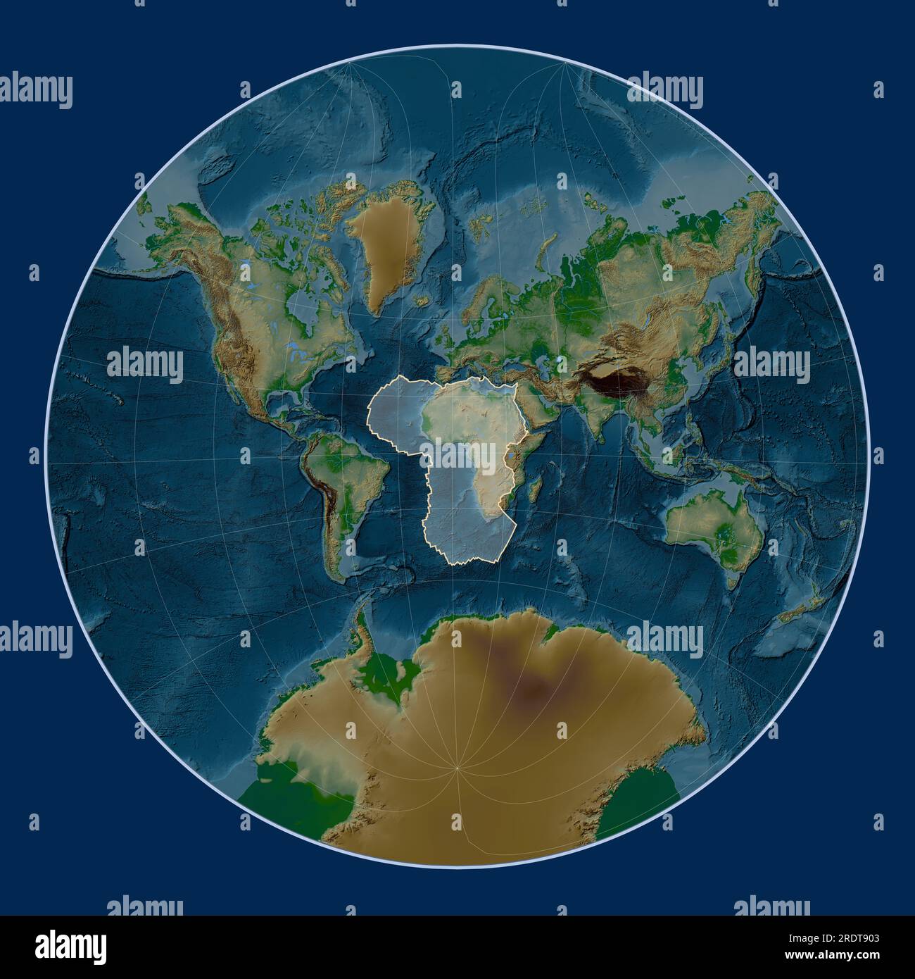 African Tectonic Plate On The Physical Elevation Map In The Lagrange Oblique Projection Centered