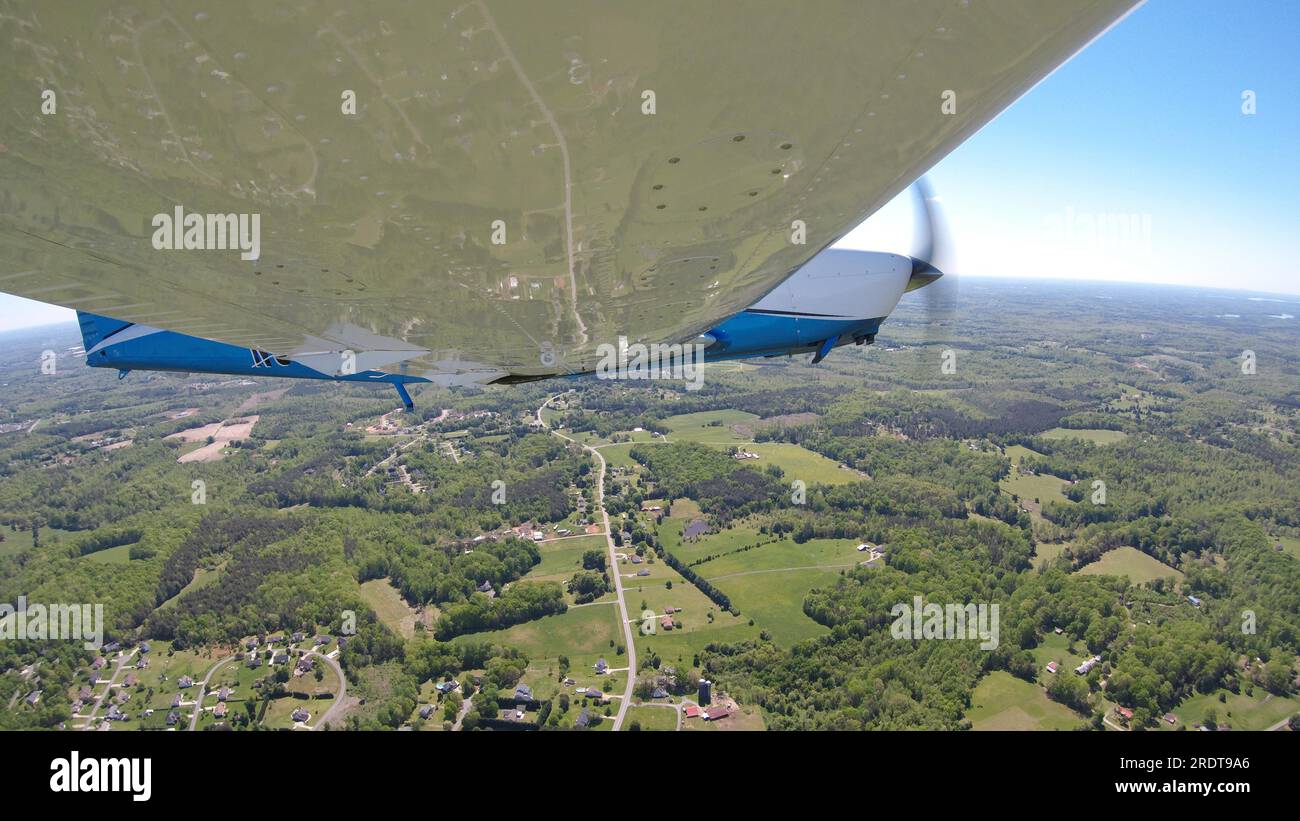 Views of a general aviation aircraft performing maneuvers on the ground ...