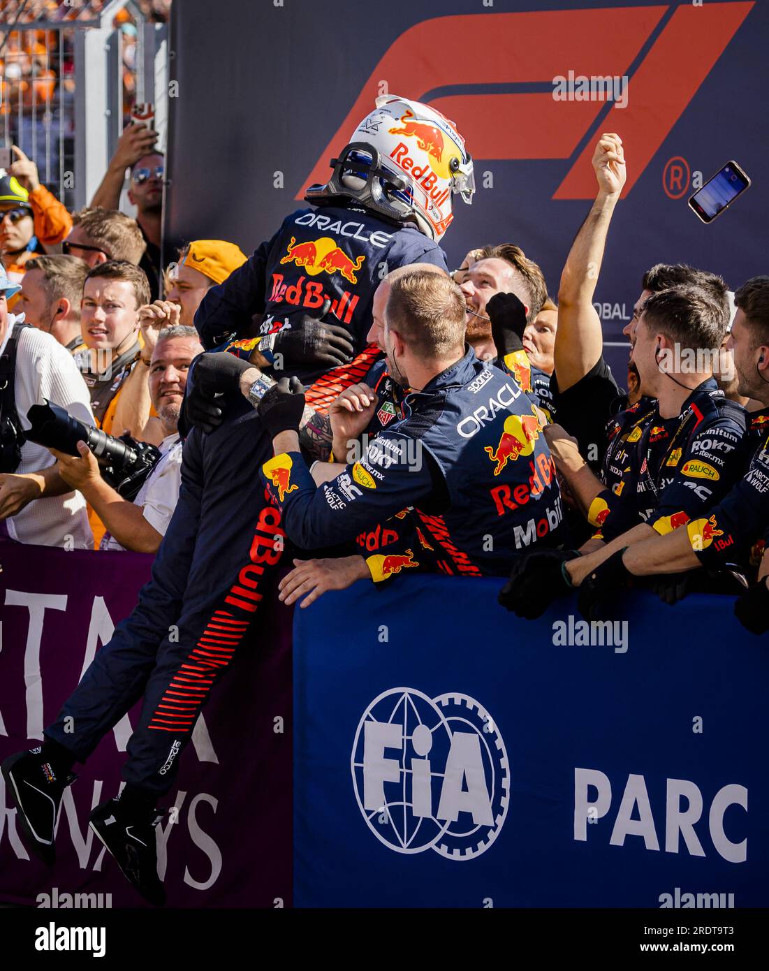 BUDAPEST - Max Verstappen (Red Bull Racing) celebrates victory with his ...