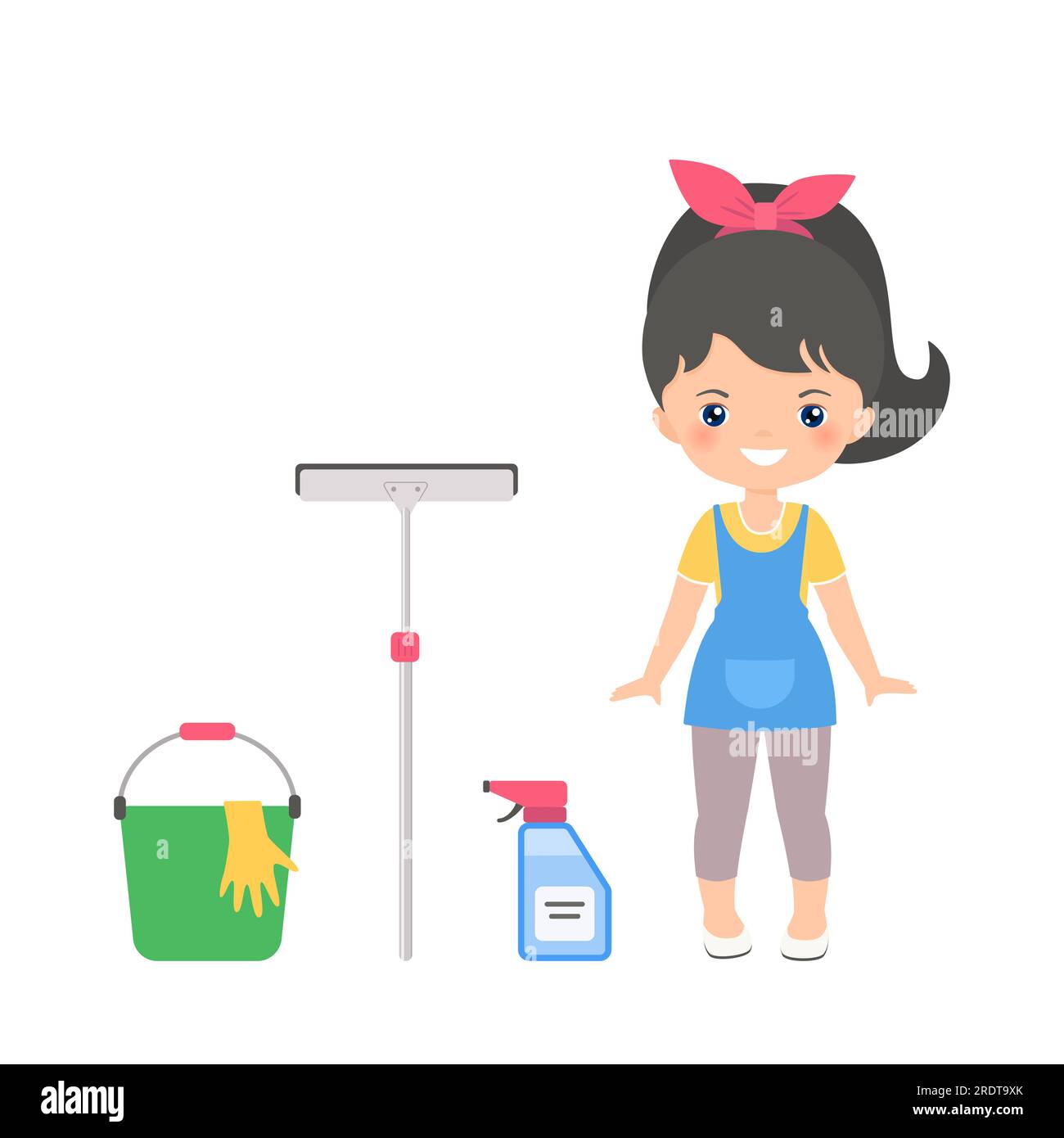 Character chibi girl with cleaning tools Stock Vector Image & Art - Alamy