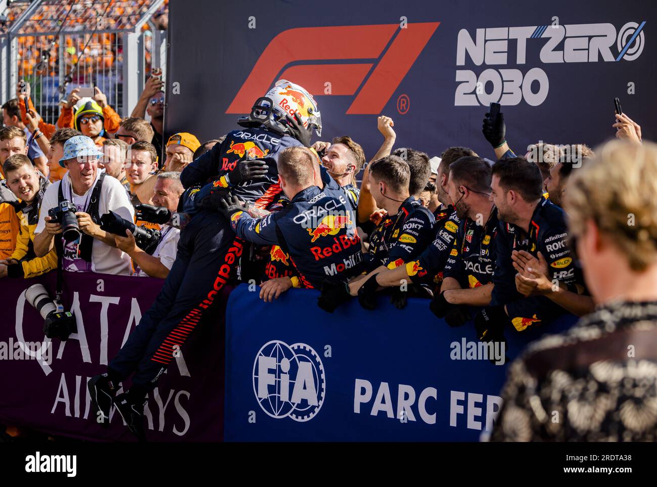 BUDAPEST - Max Verstappen (Red Bull Racing) celebrates victory with his ...