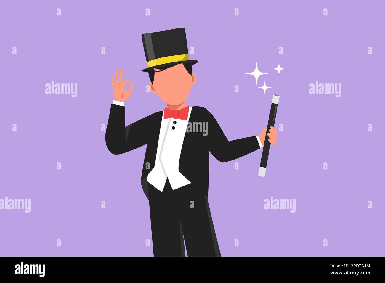 Character flat drawing male magician in tuxedo with okay gesture ...