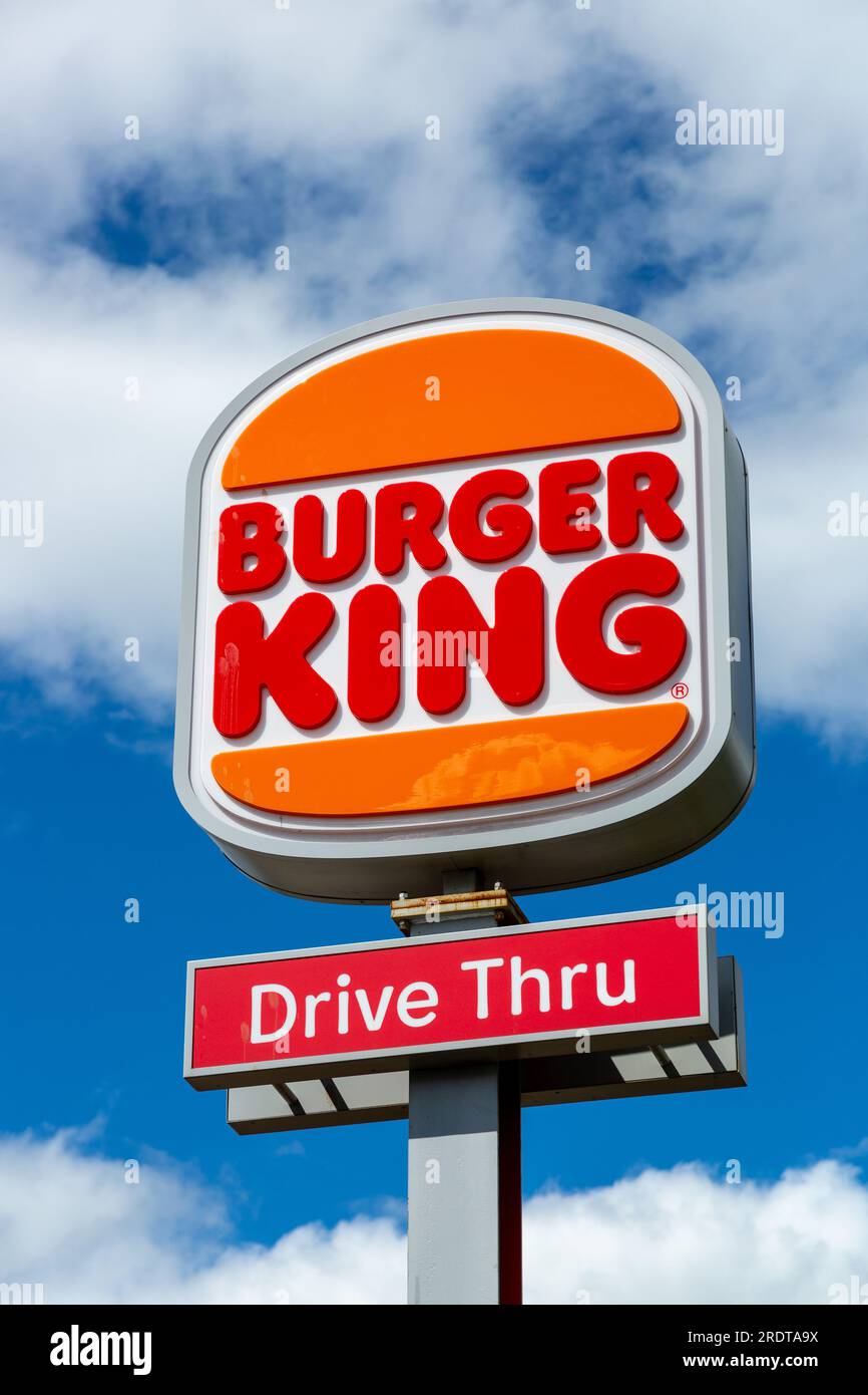 Burger King Drive Thru sign against the sky Stock Photo - Alamy