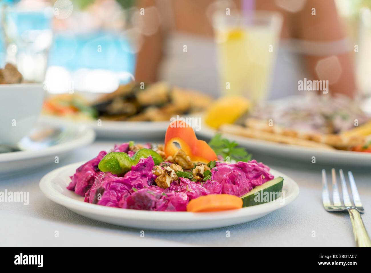 Beautiful looking beetroot salad in a restaurant Stock Photo - Alamy