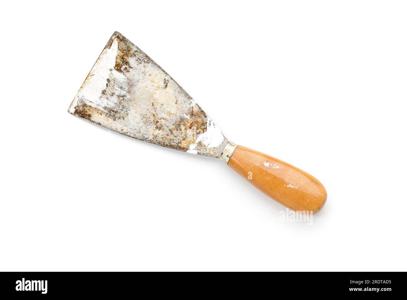 Old metal spatula with color and rust isolated on white Stock Photo - Alamy