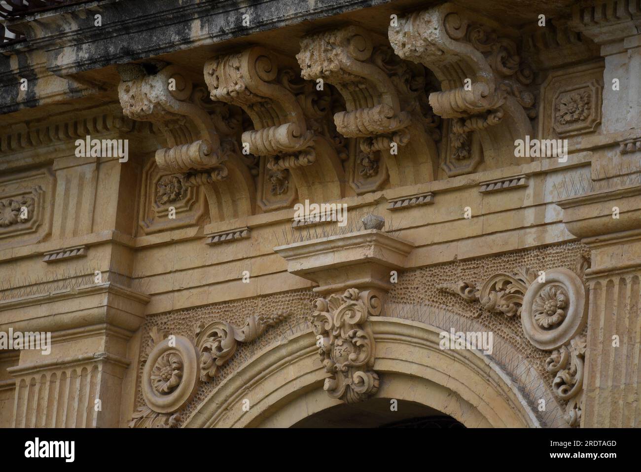 Baroque style architectural detail on the exterior of the Cattedrale ...