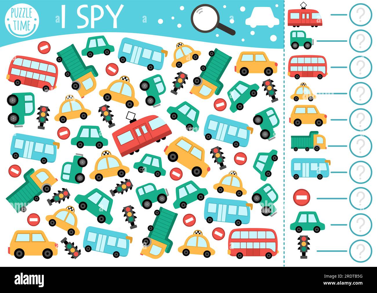 Transportation I spy game for kids. Searching and counting activity ...