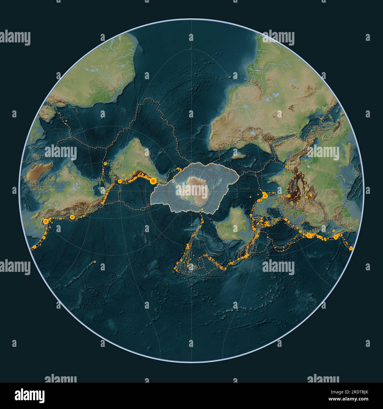 Antarctica Tectonic Plate On The Wiki Style Elevation Map In The Lagrange Oblique Projection