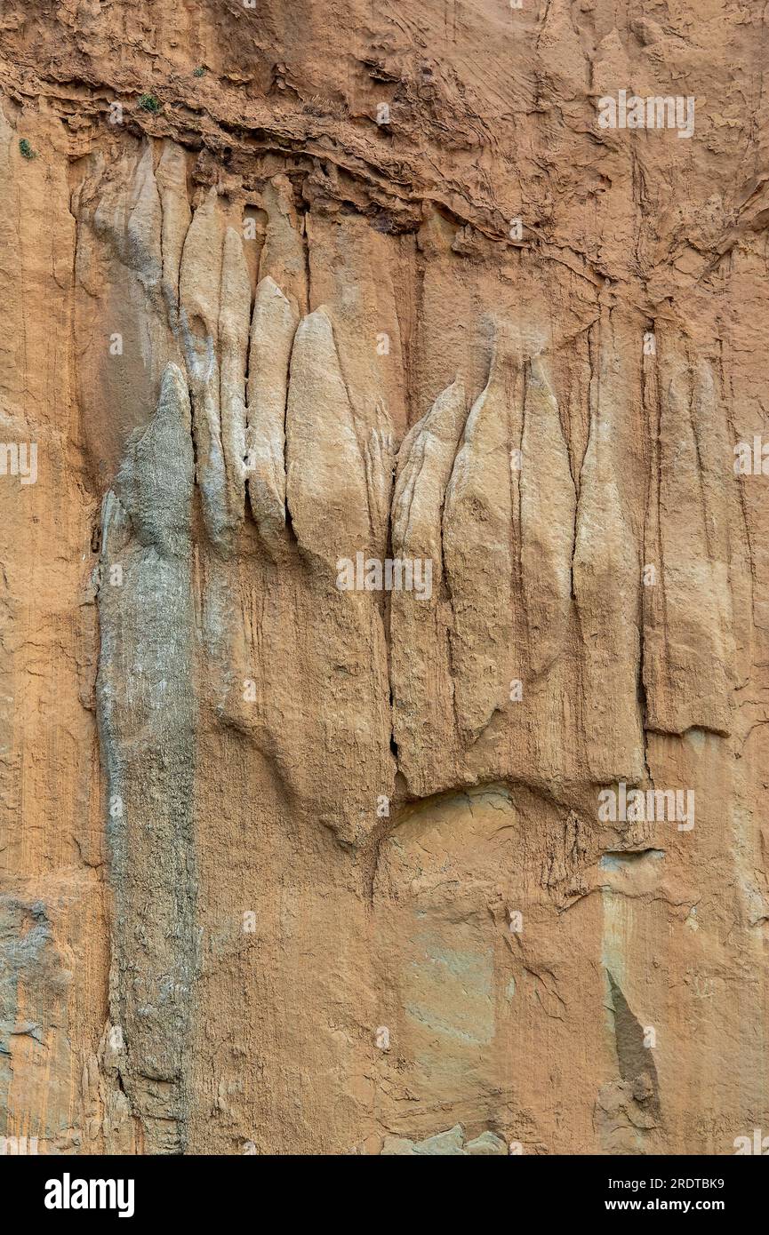 interesting patterns in sandstone cliffs carved by the weather and ...