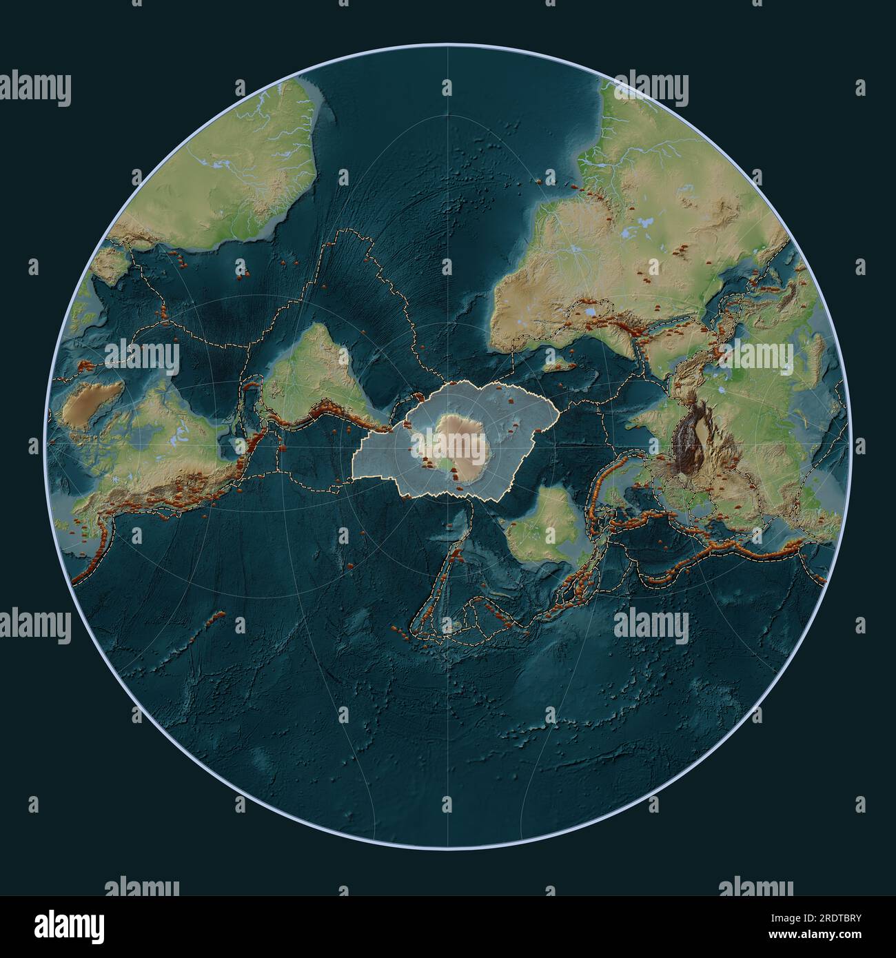 Antarctica Tectonic Plate On The Wiki Style Elevation Map In The Lagrange Oblique Projection
