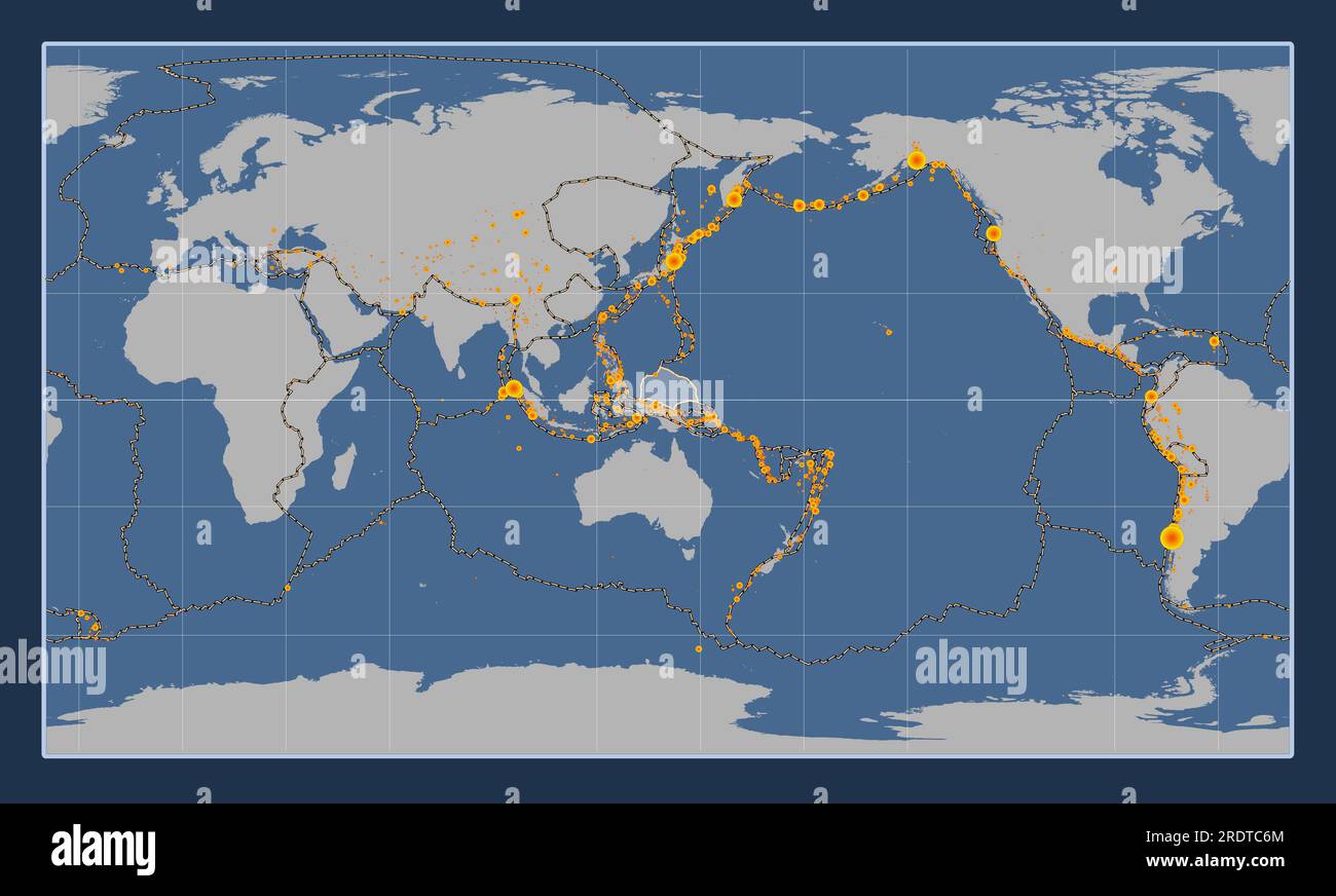 Shape of the Caroline tectonic plate on the solid contour map in the ...