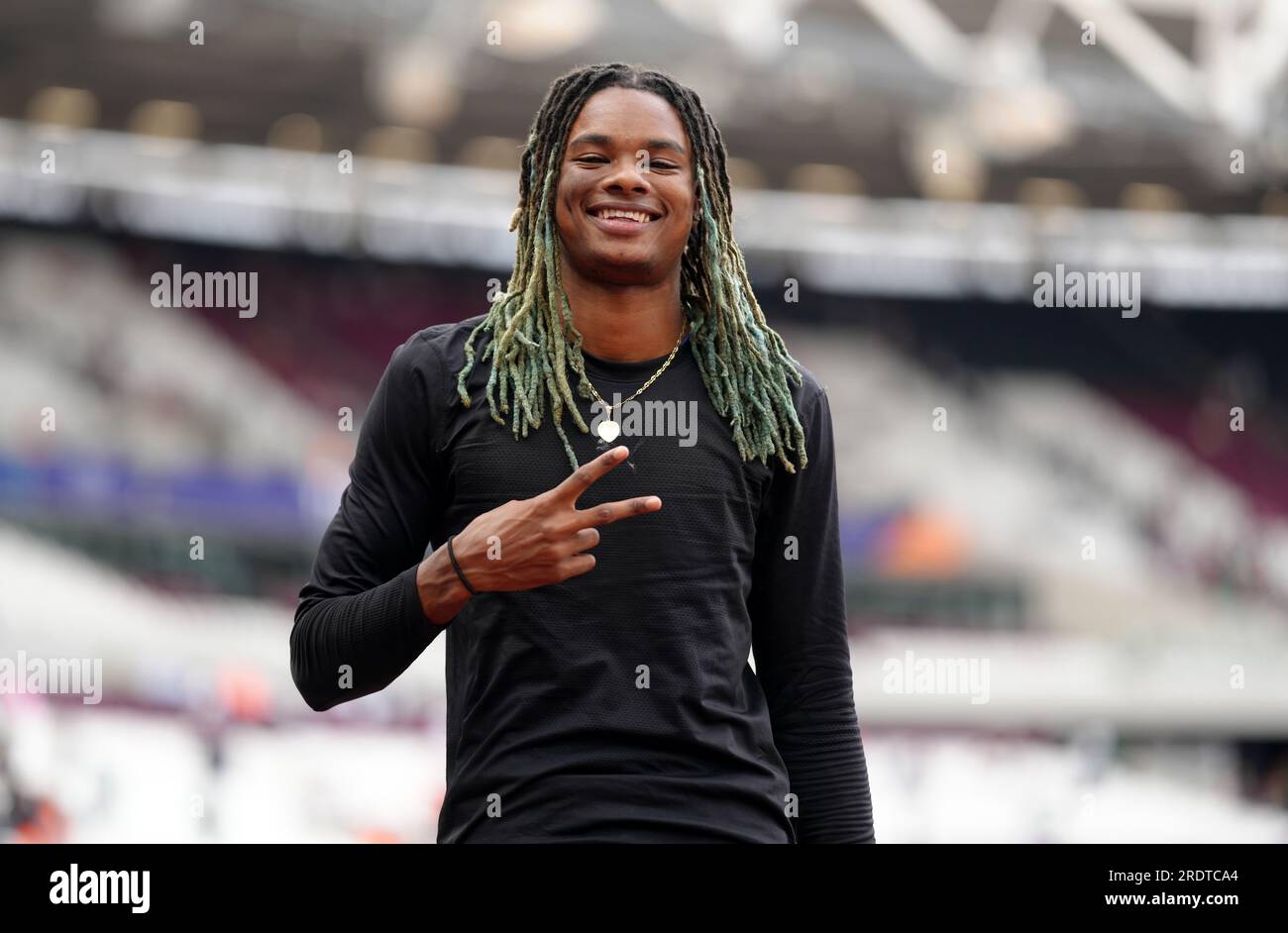 JuVaughn Harrison of the USA after winning the Men's High Jump during ...
