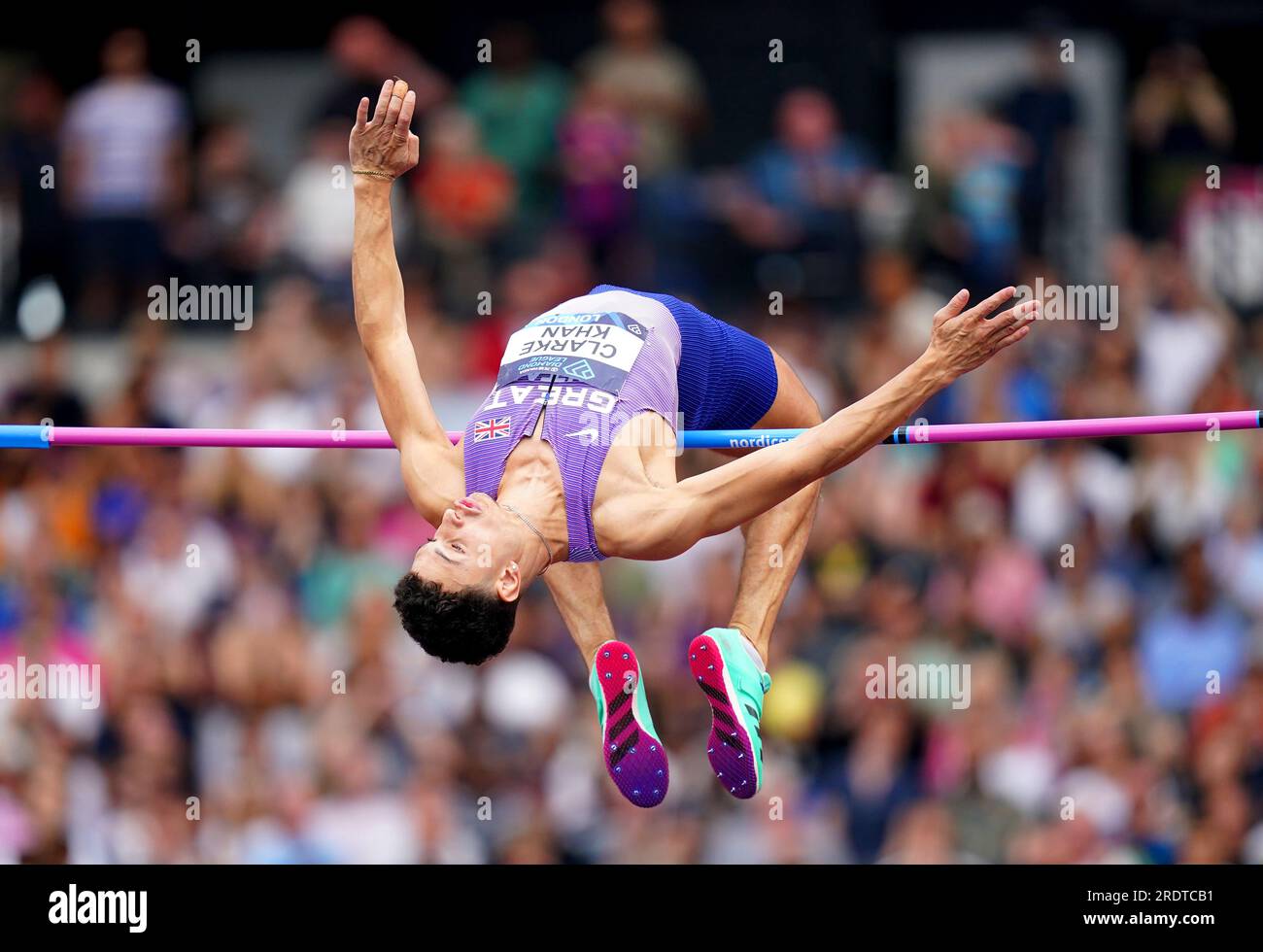 Joel Clarke-Khan in action as he competes in the Men's High Jump Final ...