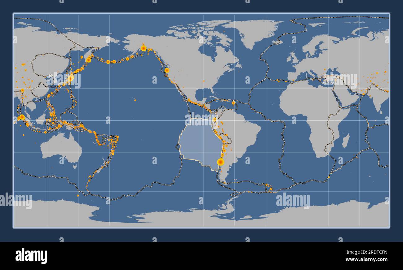 Nazca tectonic plate on the solid contour map in the Patterson ...
