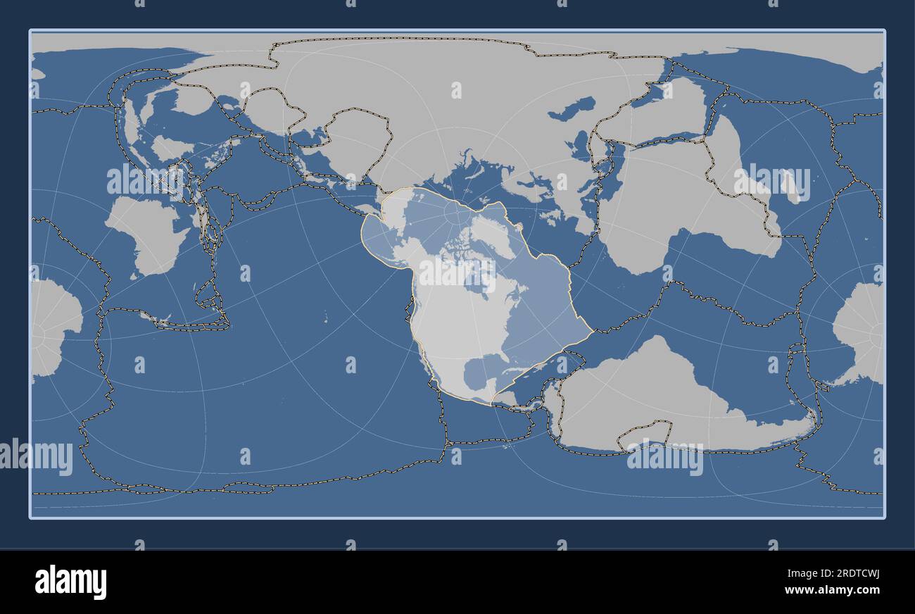 North American tectonic plate on the solid contour map in the Patterson ...