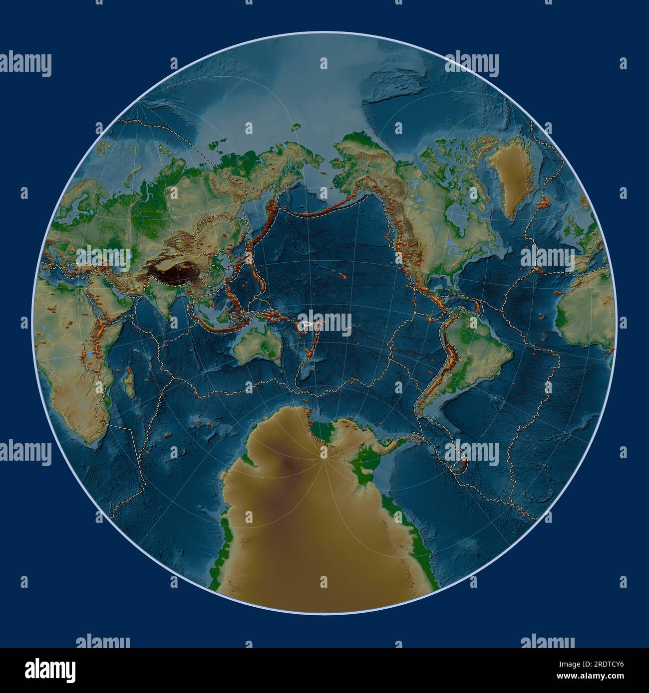 Balmoral Reef Tectonic Plate On The Physical Elevation Map In The Lagrange Oblique Projection