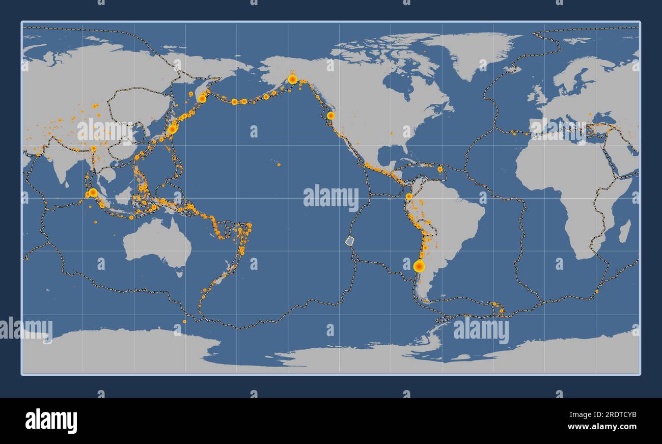 Shape of the Easter tectonic plate on the solid contour map in the ...
