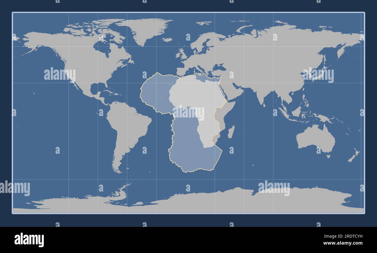African tectonic plate on the solid contour map in the Patterson ...