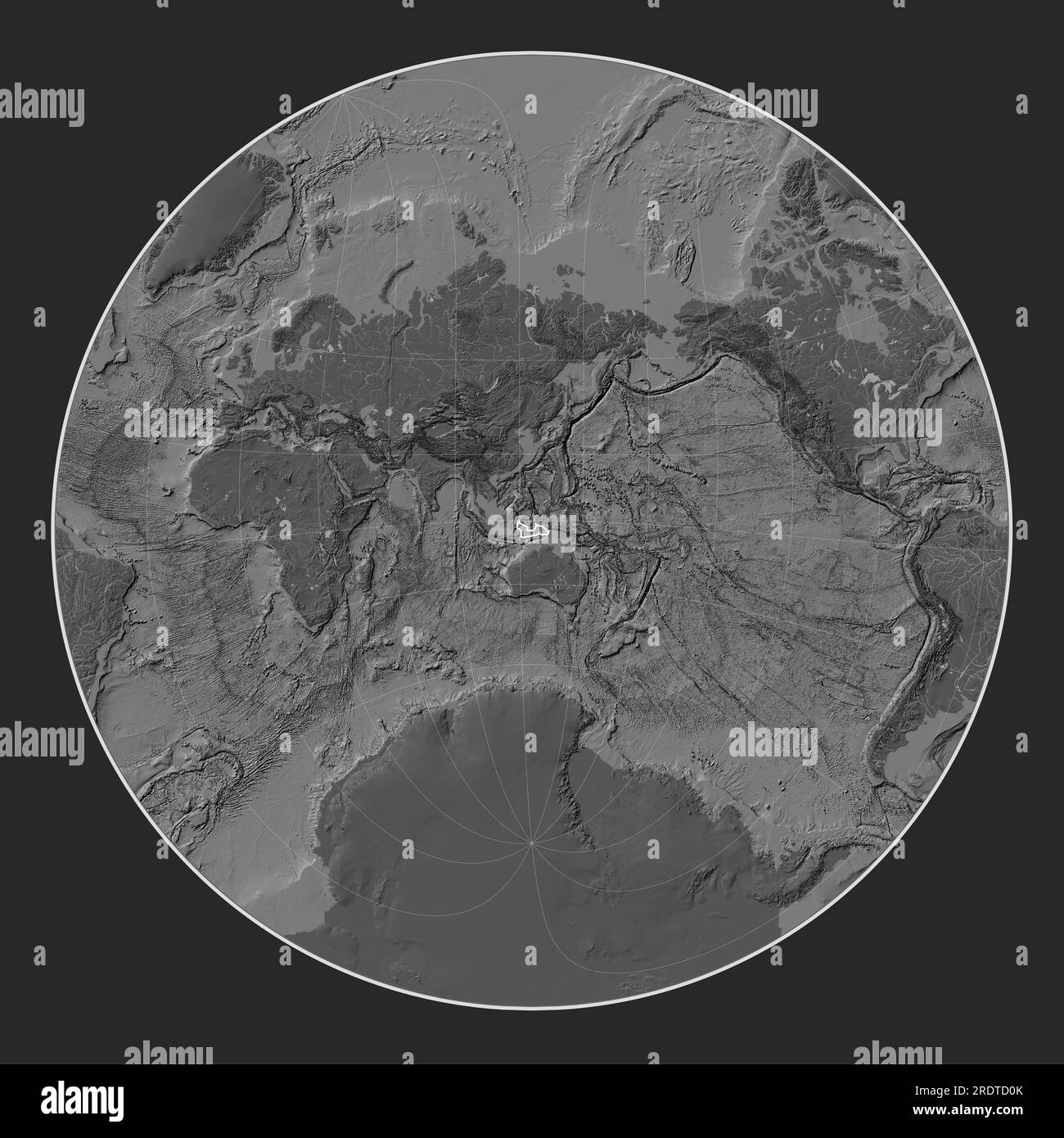 Banda Sea tectonic plate on the bilevel elevation map in the Lagrange ...