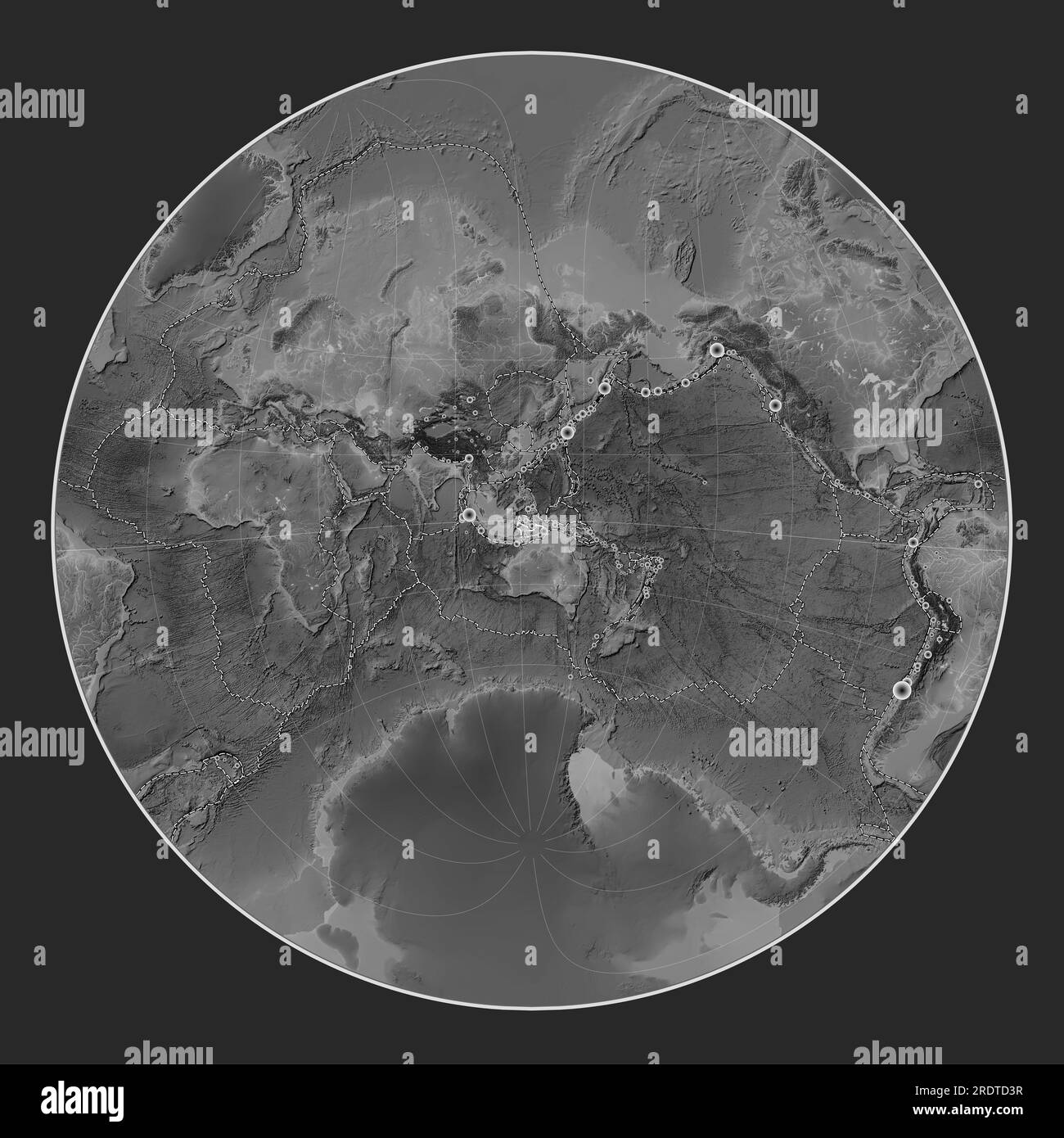 Banda Sea tectonic plate on the grayscale elevation map in the Lagrange ...
