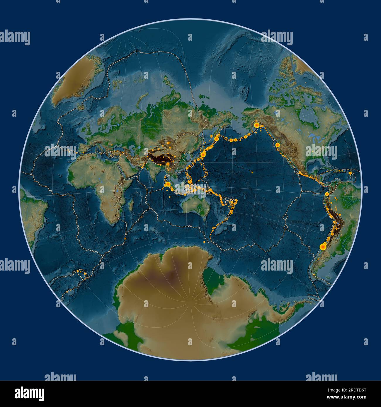 Banda Sea Tectonic Plate On The Physical Elevation Map In The Lagrange Oblique Projection