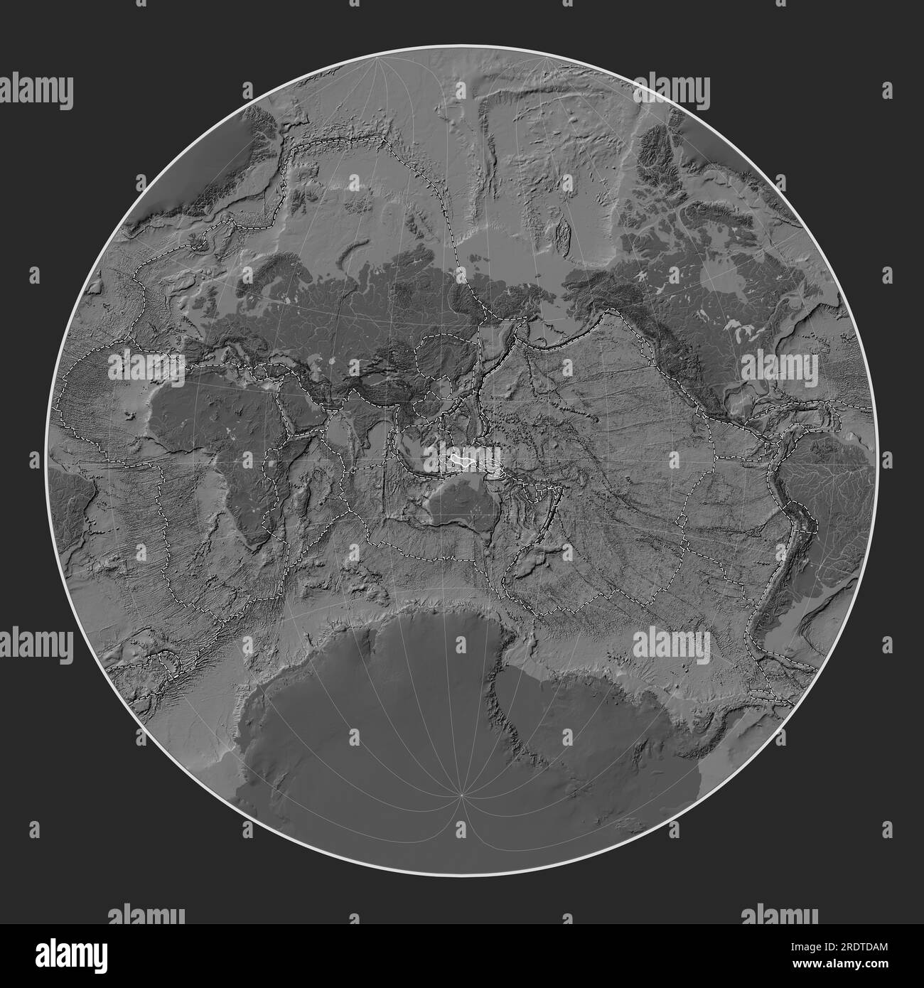 Birds Head Tectonic Plate On The Bilevel Elevation Map In The Lagrange Oblique Projection