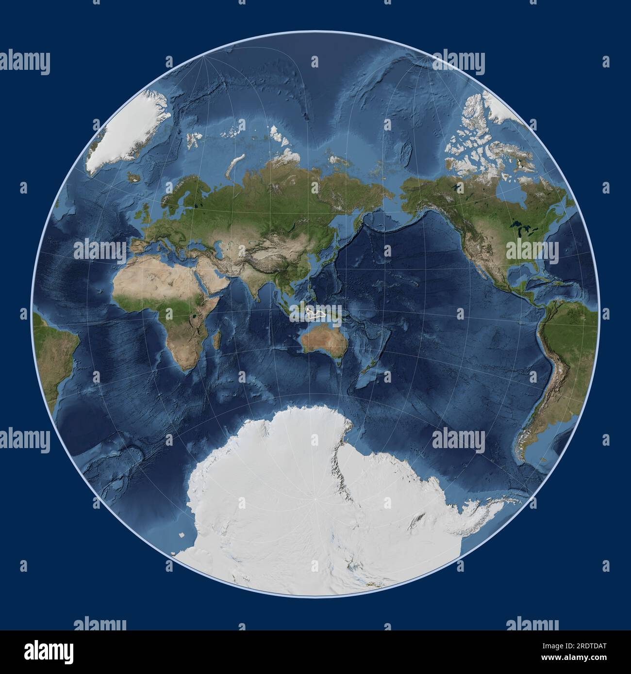 Banda Sea Tectonic Plate On The Blue Marble Satellite Map In The Lagrange Oblique Projection