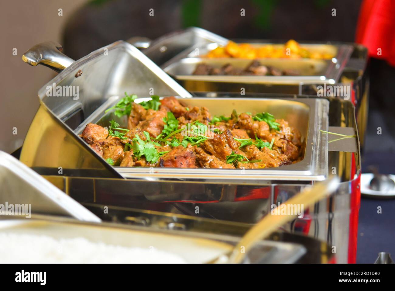 catering buffet food indoor in luxury restaurant with chicken curry and ...
