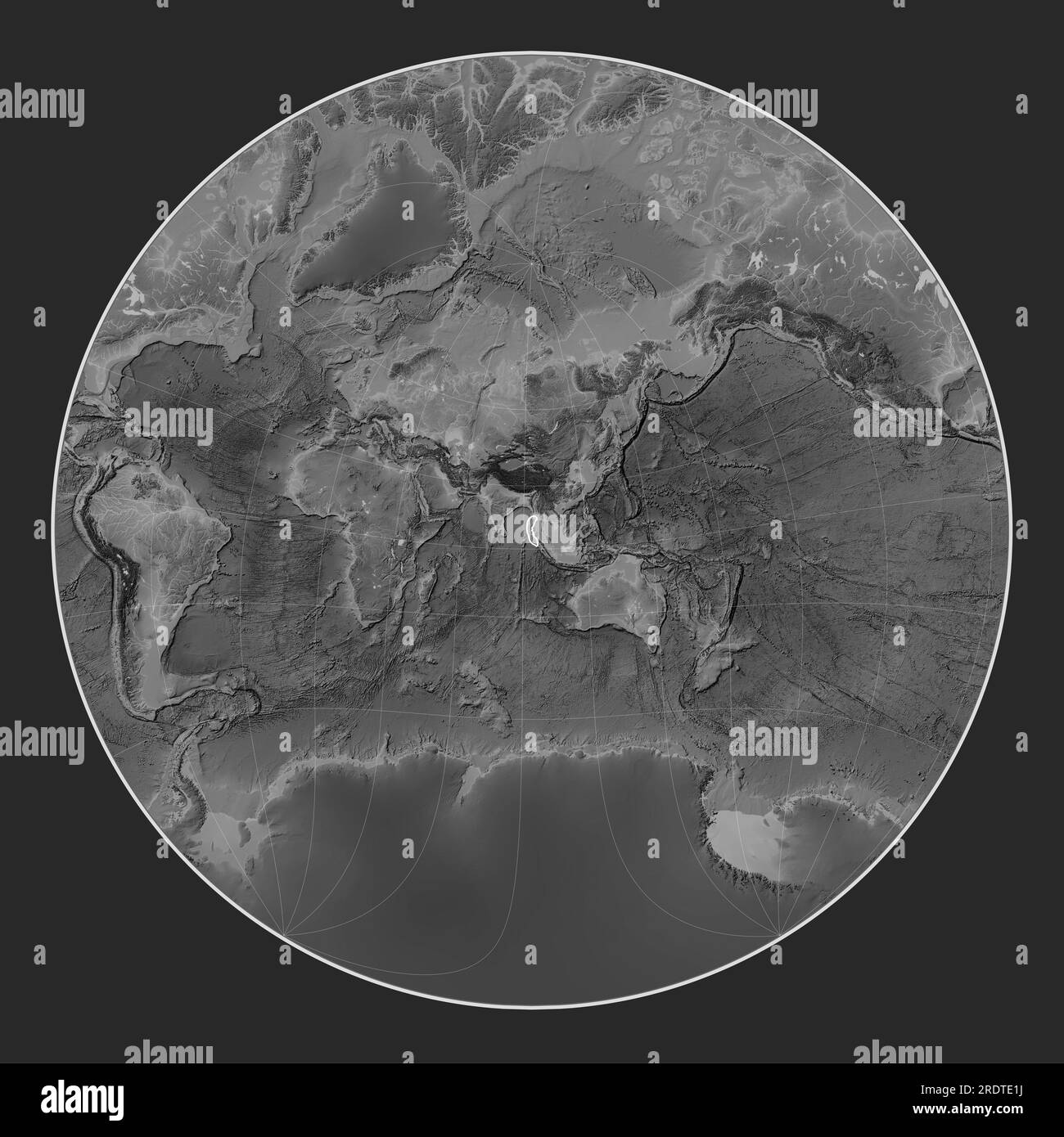 Burma tectonic plate on the grayscale elevation map in the Lagrange ...