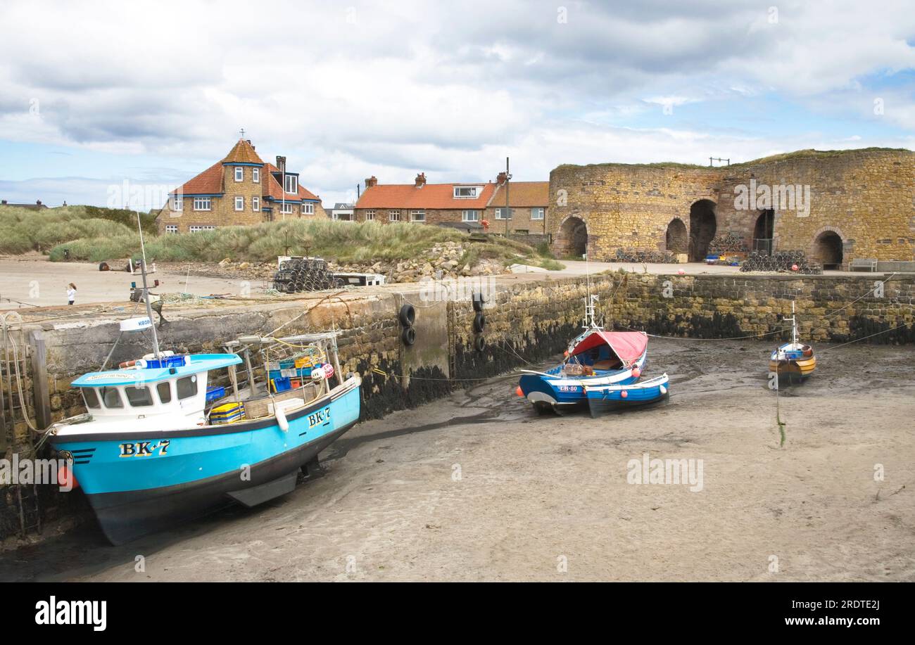 boats moored in beadnell harbour on the northumberland coast Stock ...
