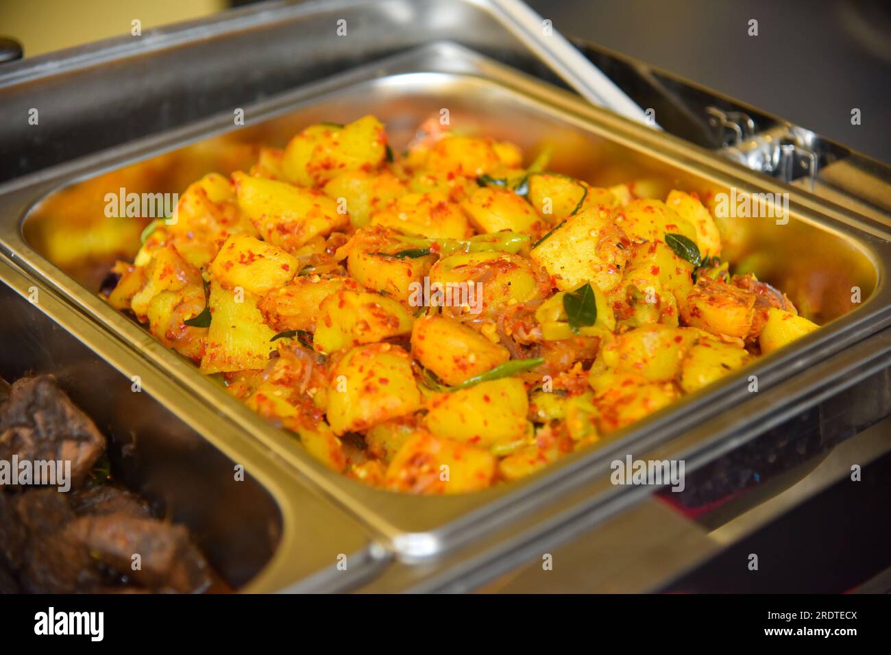 catering buffet food indoor in luxury restaurant with meat and ...
