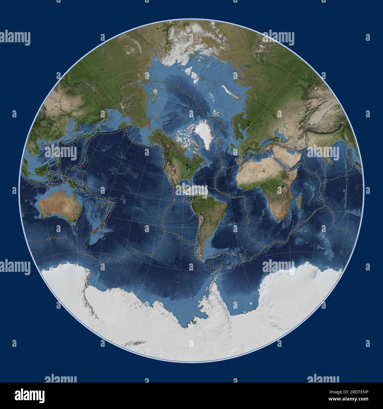 Caribbean tectonic plate on the Blue Marble satellite map in the ...