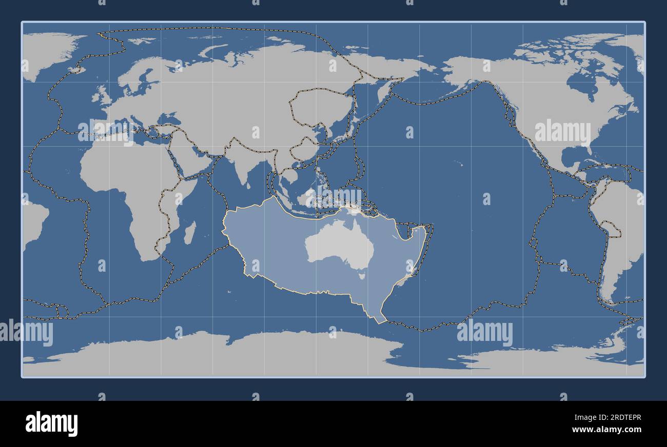 Australian tectonic plate on the solid contour map in the Patterson ...