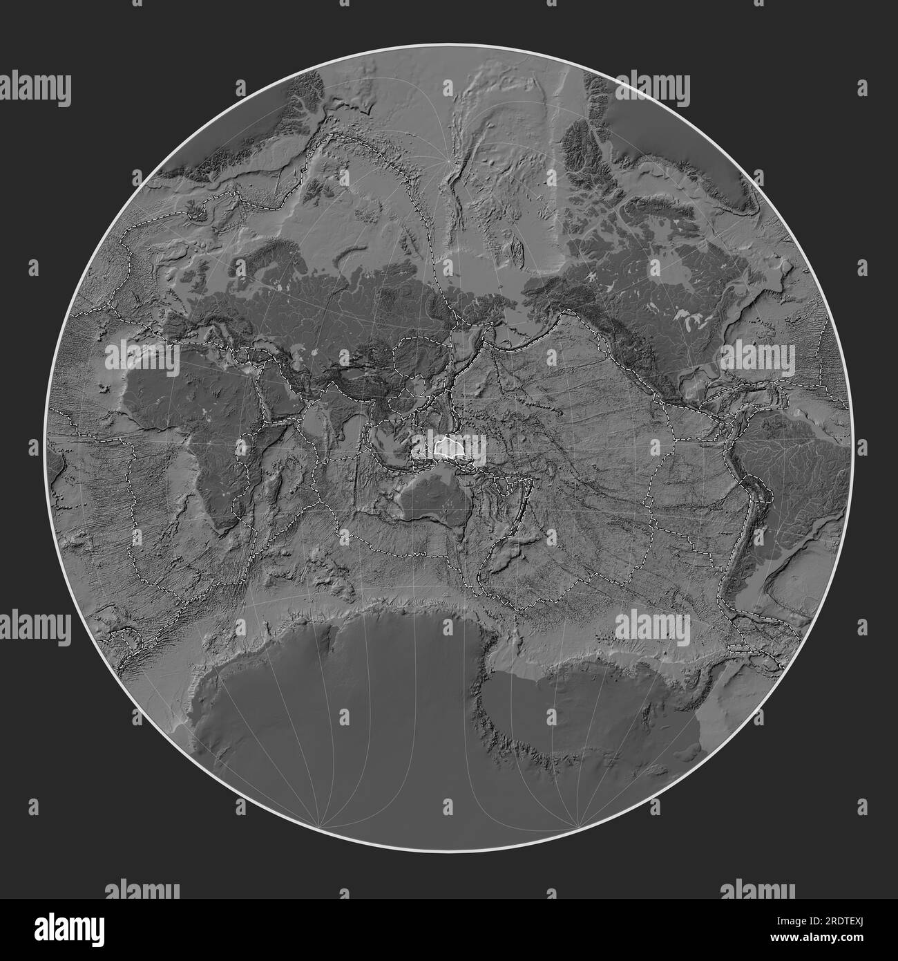 Caroline tectonic plate on the bilevel elevation map in the Lagrange ...