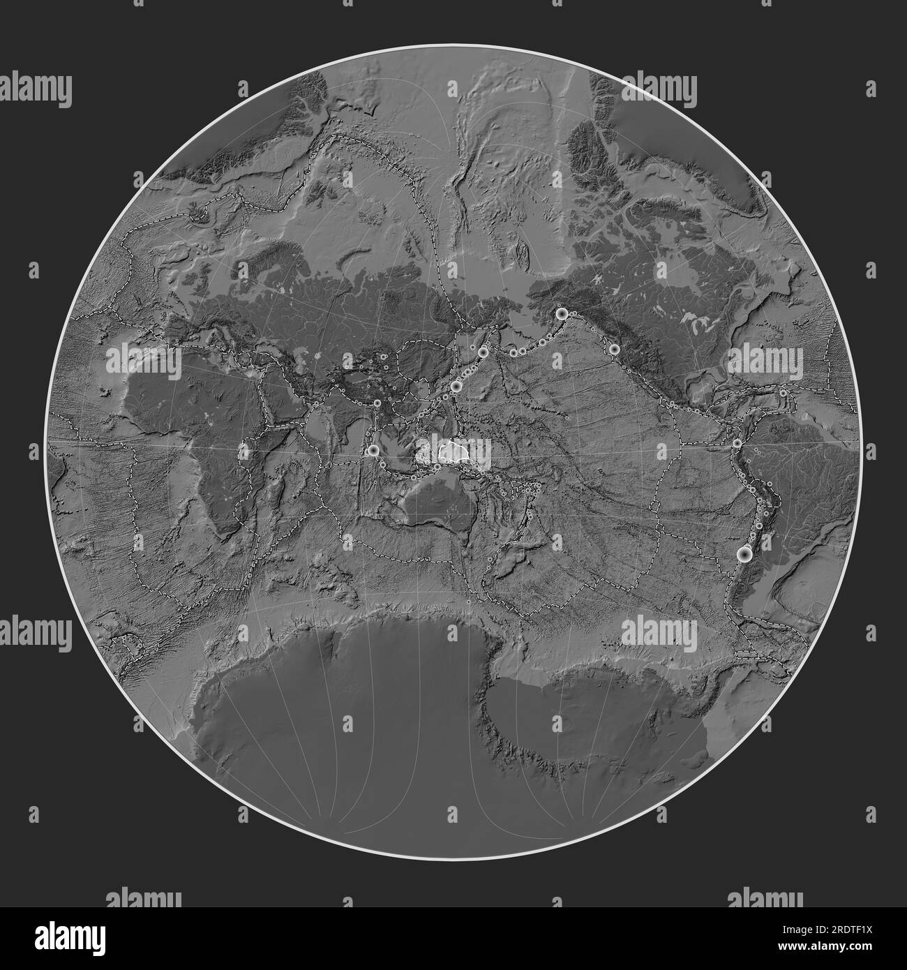 Caroline tectonic plate on the bilevel elevation map in the Lagrange ...