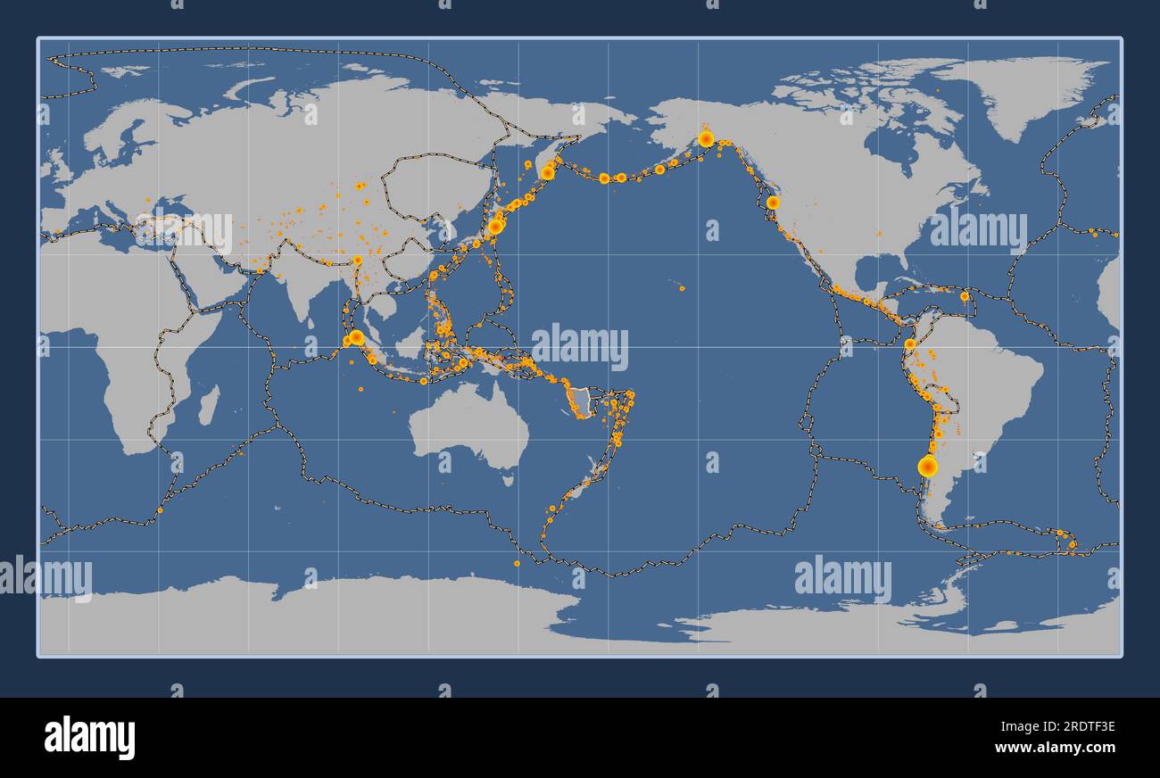 Shape Of The New Hebrides Tectonic Plate On The Solid Contour Map In The Patterson Cylindrical